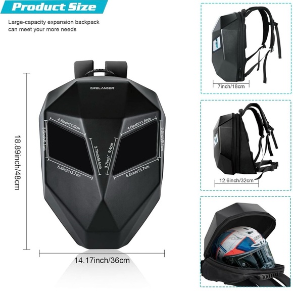 Bags | Led Backpack Motorcycle Riding Backpack Hard Shell Travel Bag ...